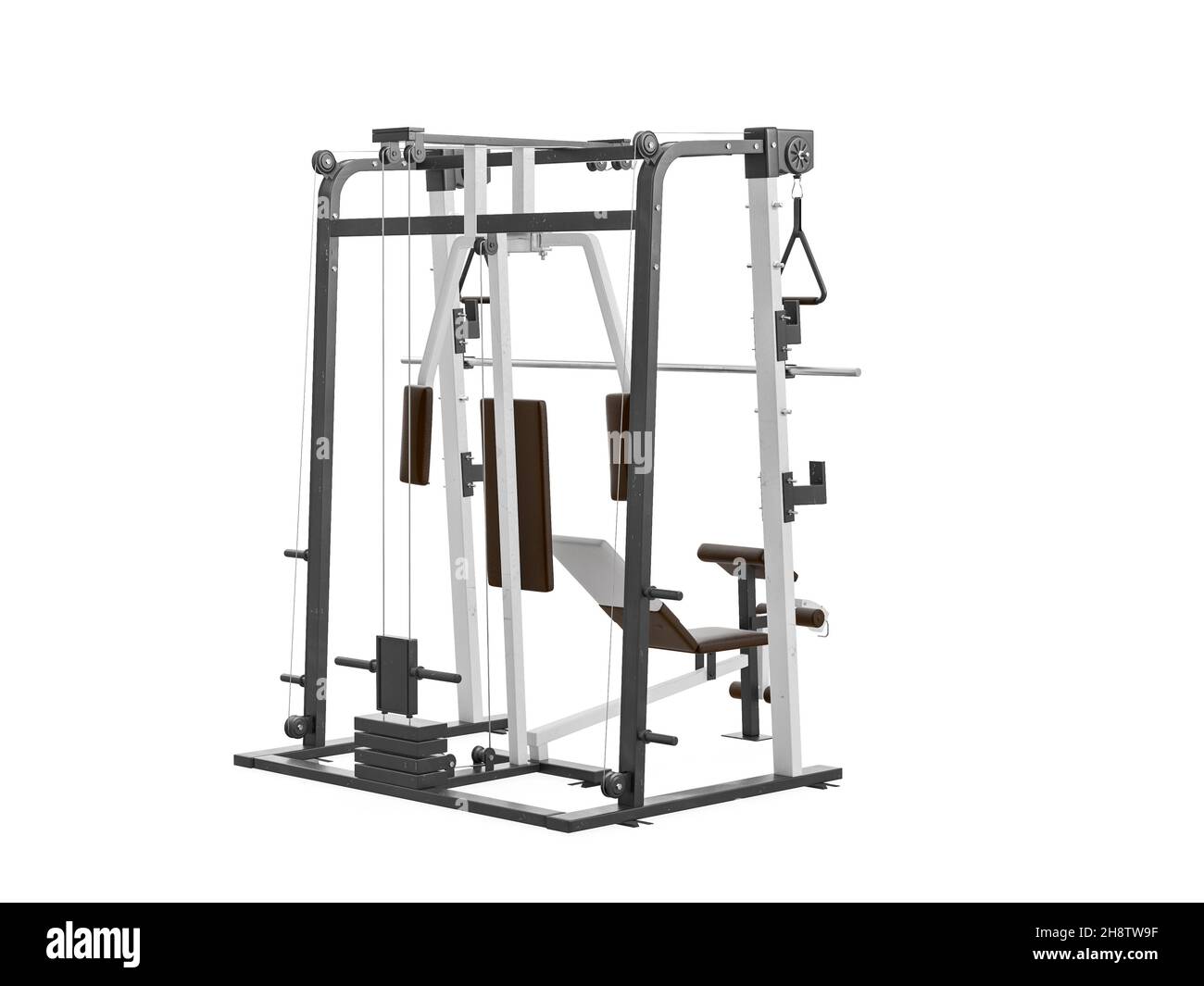 Multifunctional gym machine, angle view isolated on white background ...