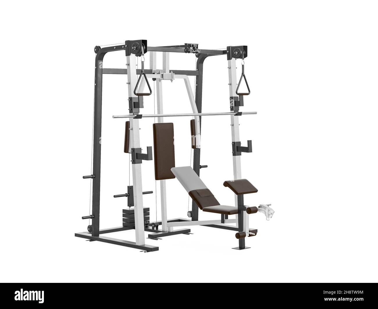 Multifunctional gym machine, angle view isolated on white background ...