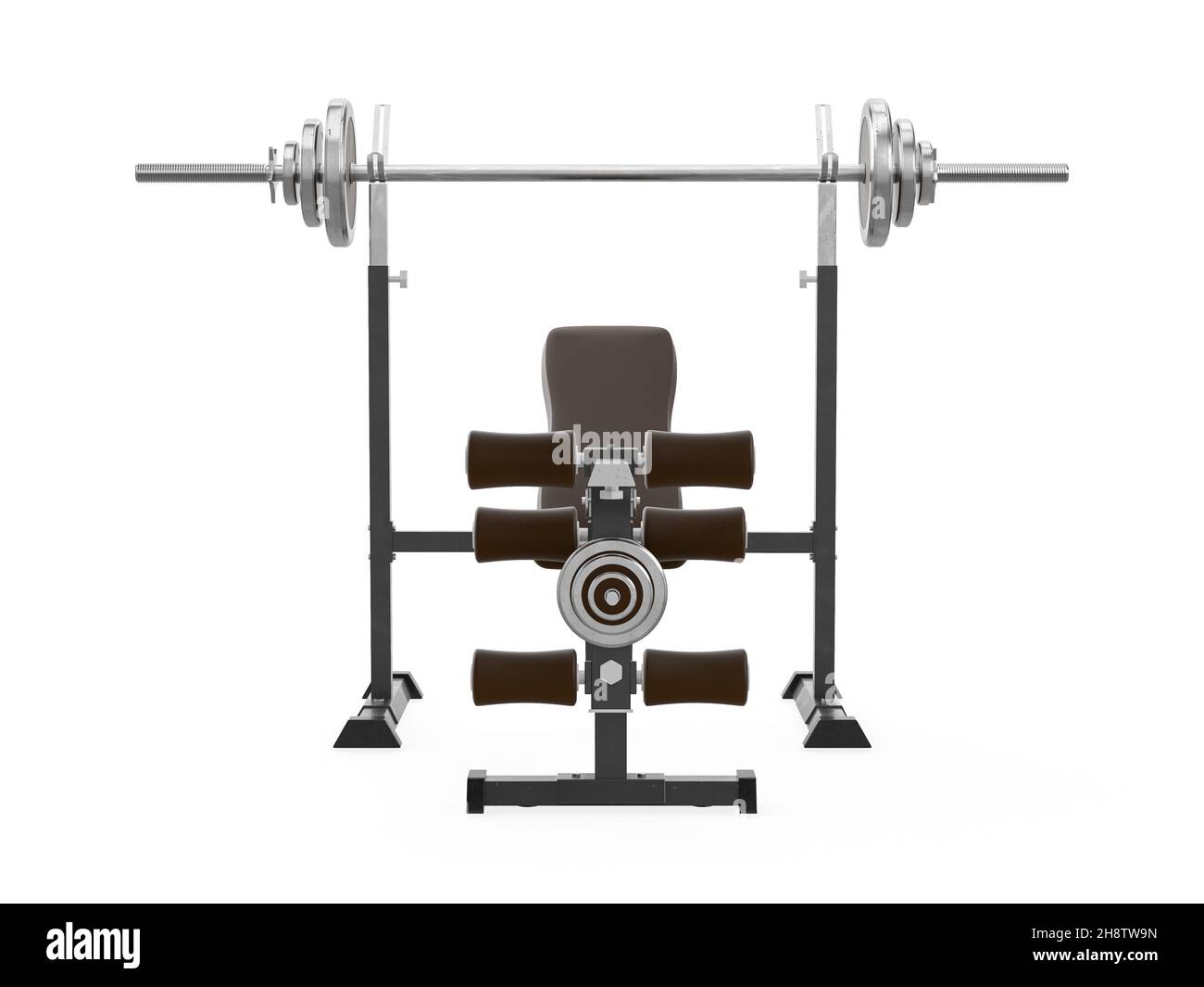 Multifunctional gym machine, front view isolated on white background ...