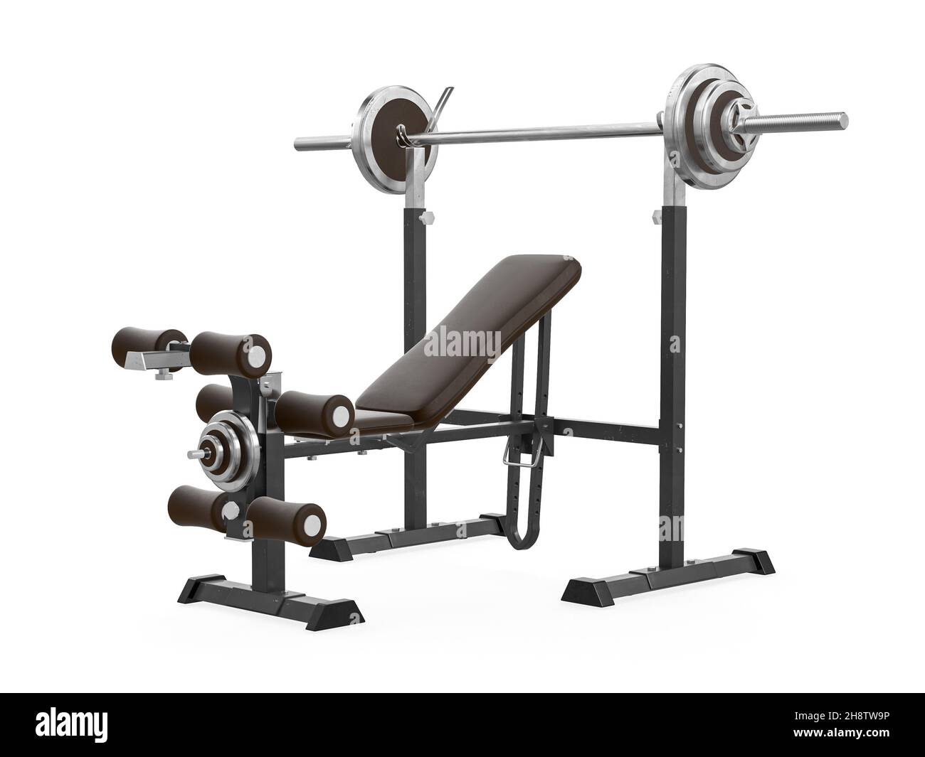 Multifunctional gym machine, angle view isolated on white background ...