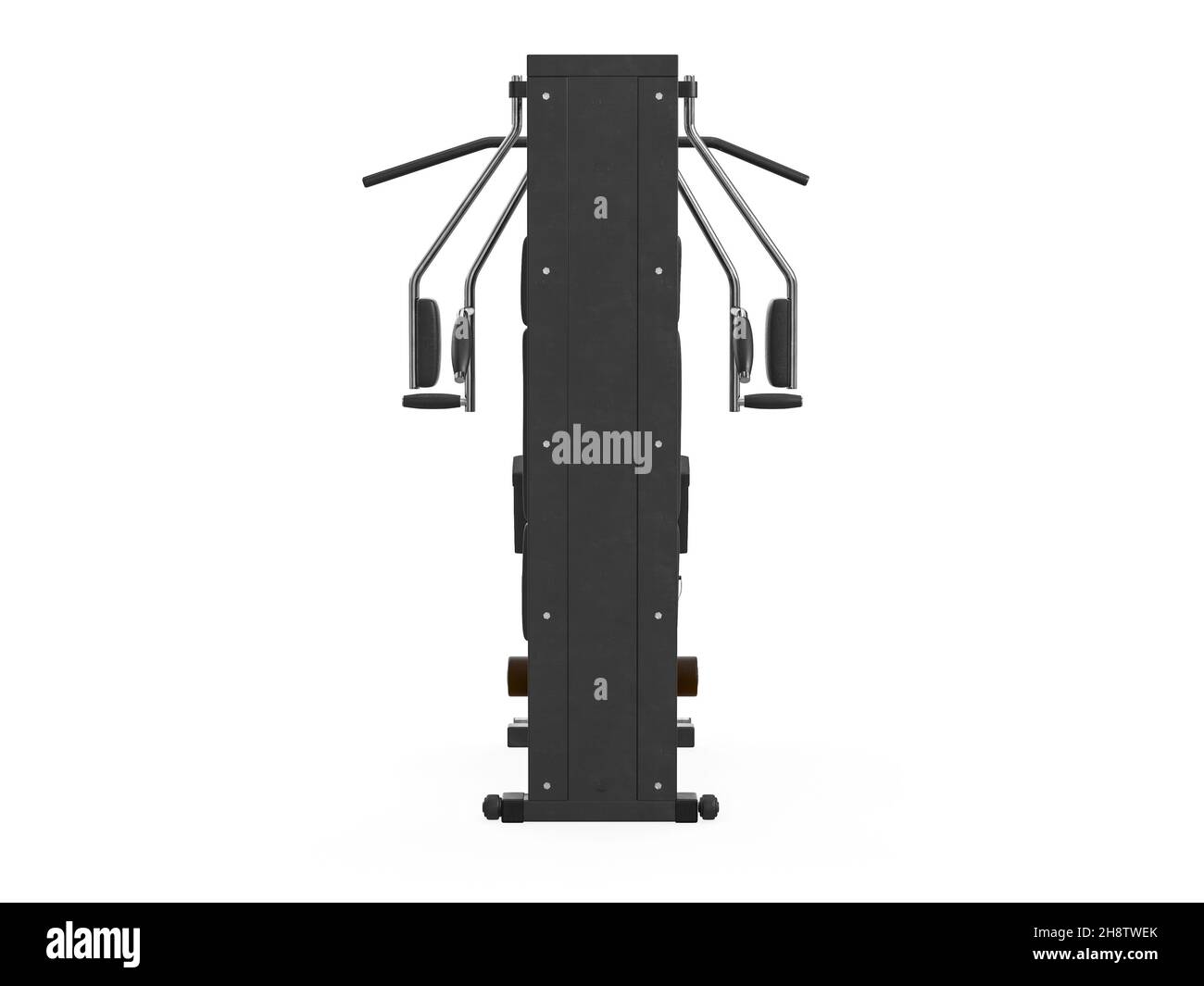 Multifunctional gym machine, back view isolated on white background. 3D ...