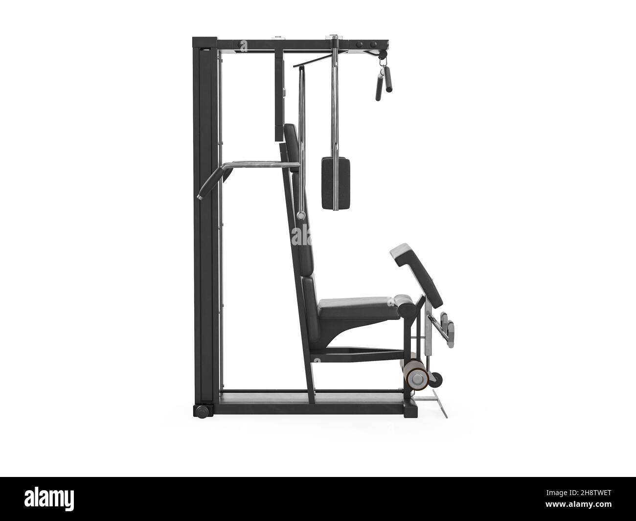 Multifunctional gym machine, left view isolated on white background. 3D ...