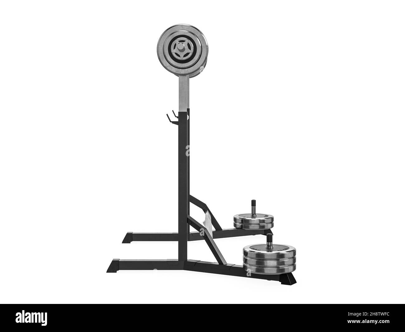 Multifunctional gym machine, left view isolated on white background. 3D ...