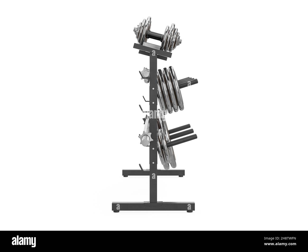 Multifunctional gym machine, left view isolated on white background. 3D ...