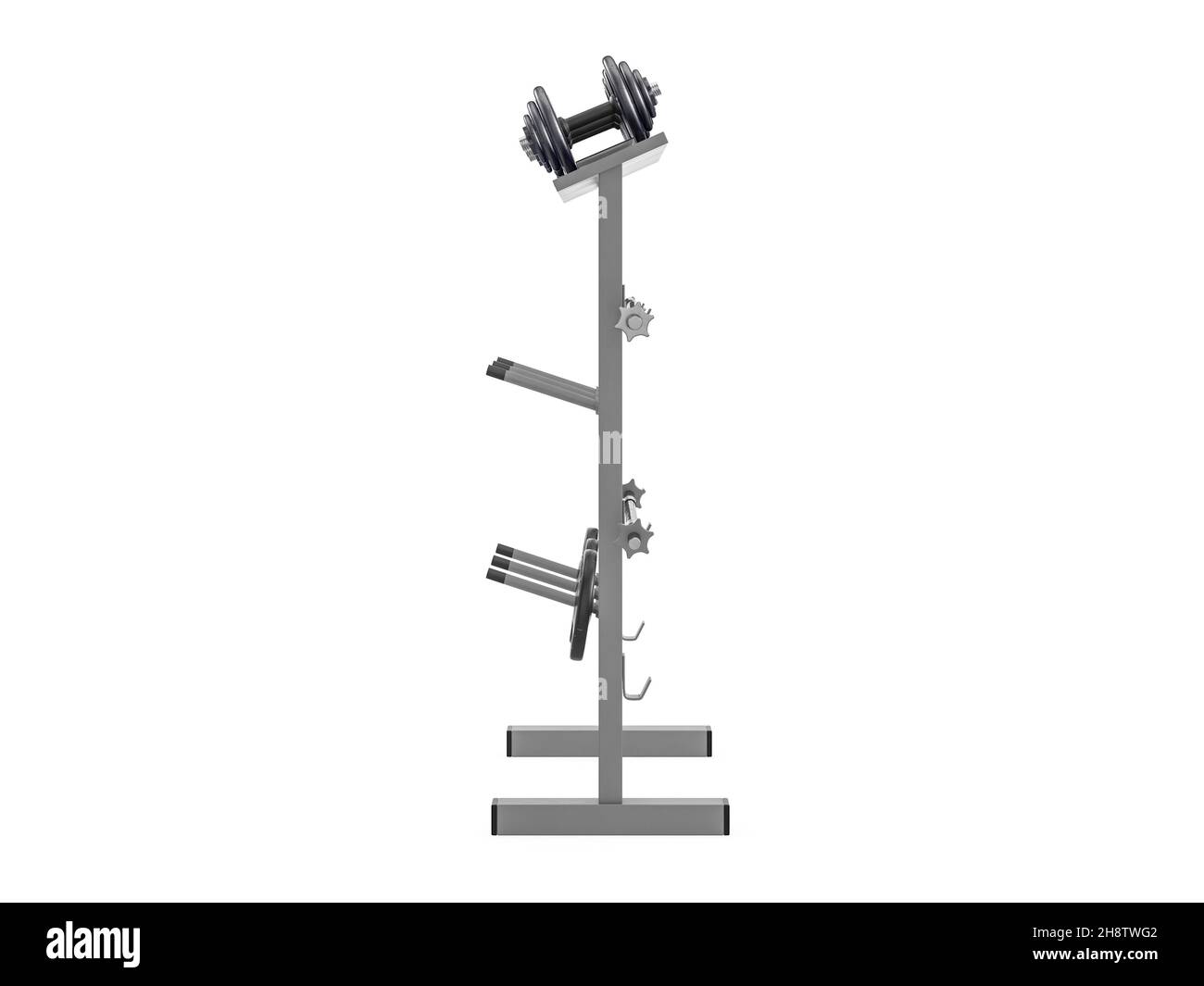 Multifunctional gym machine, left view isolated on white background. 3D ...