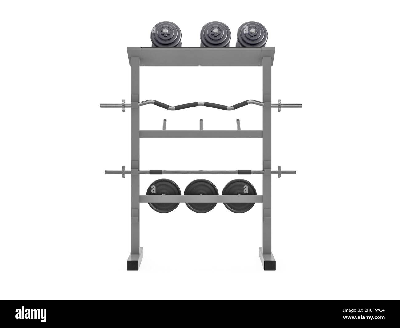 Multifunctional gym machine, back view isolated on white background. 3D ...