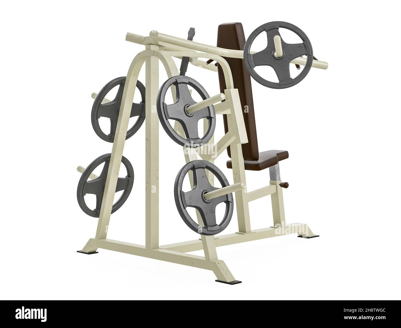 Multifunctional gym machine, angle view isolated on white background ...