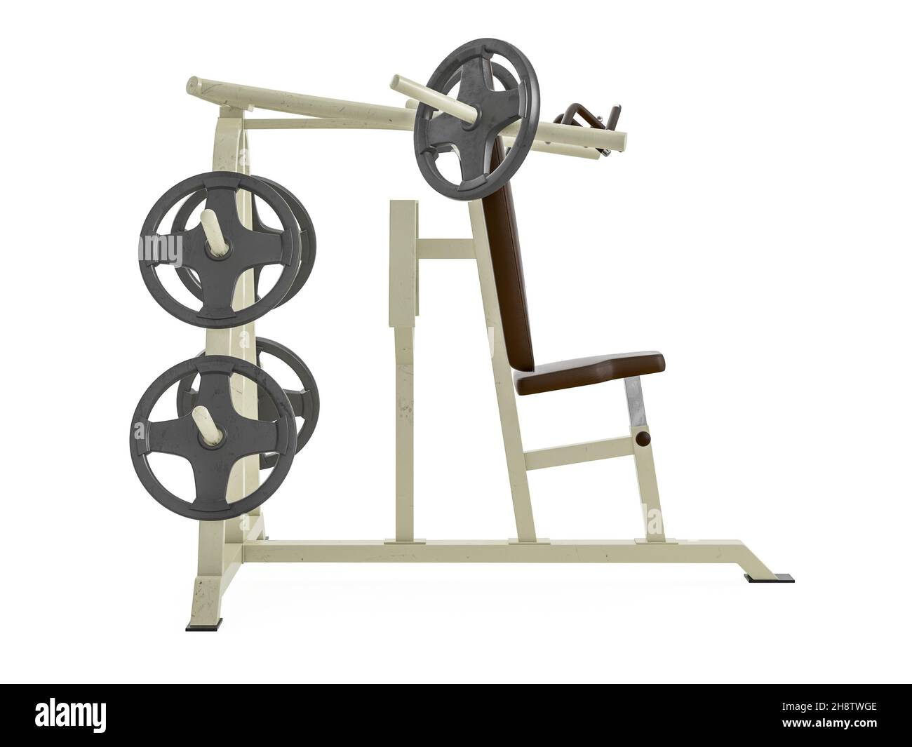 Multifunctional gym machine, left view isolated on white background. 3D ...