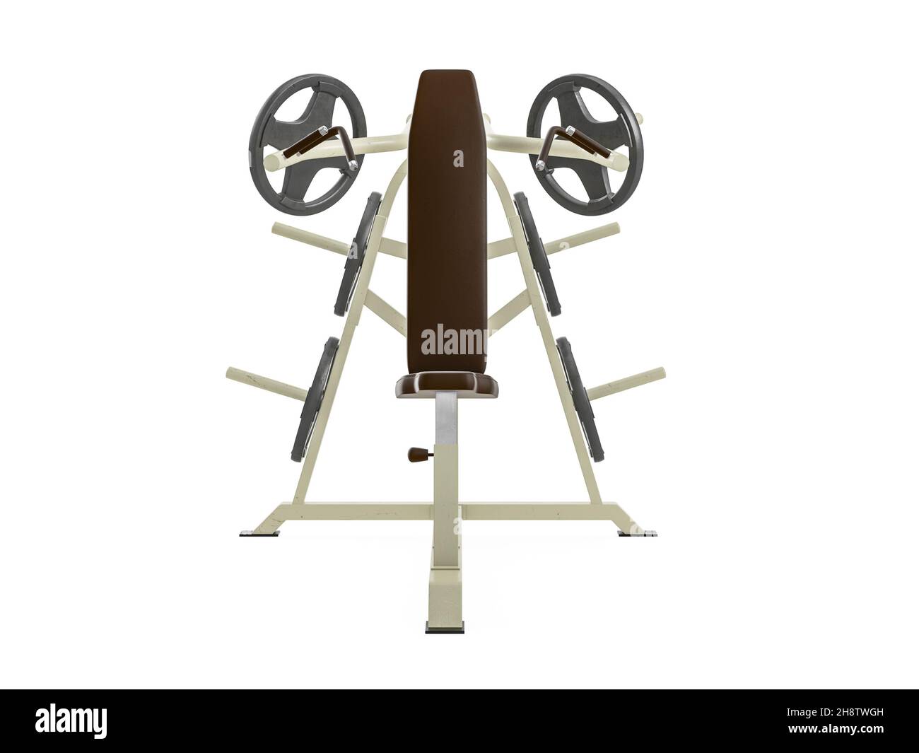 Multifunctional gym machine, back view isolated on white background. 3D ...