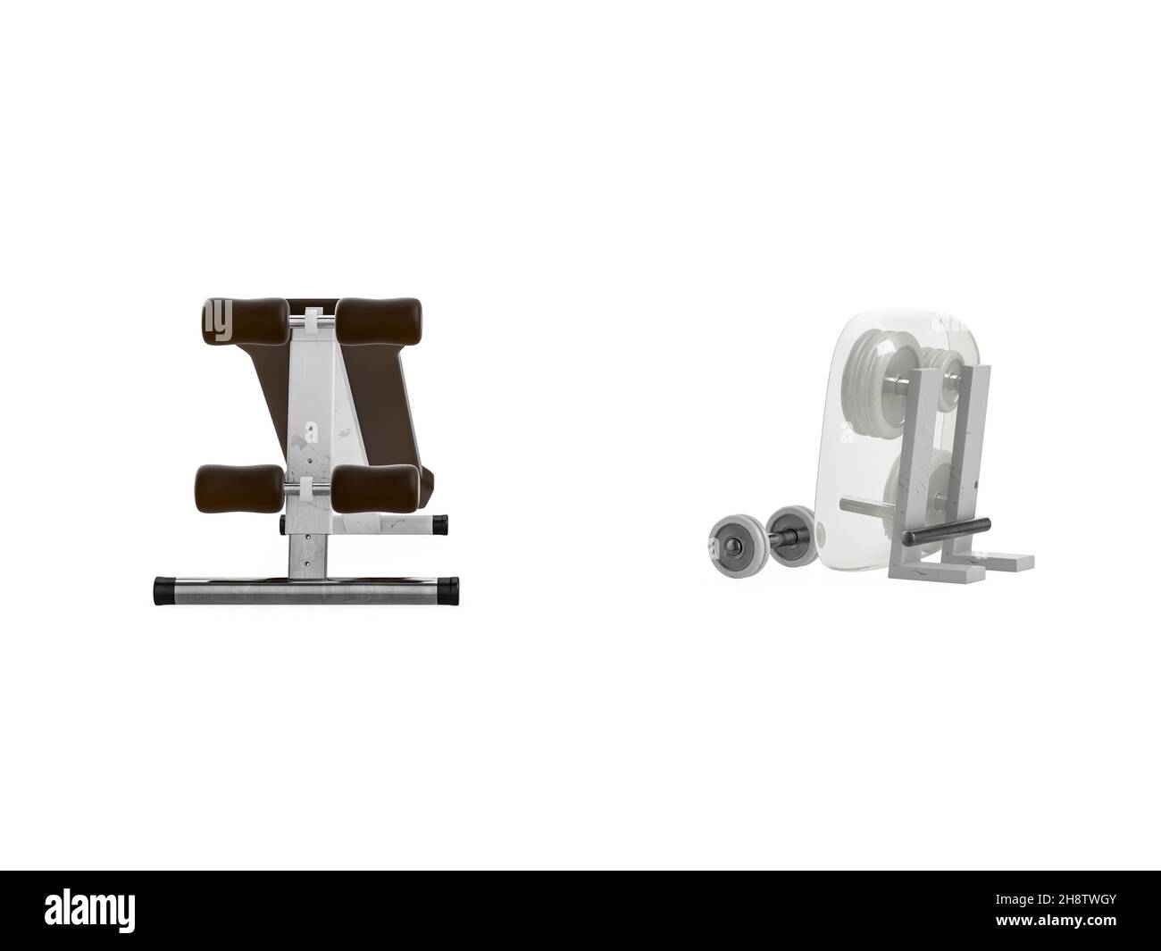 Multifunctional gym machine, back view isolated on white background. 3D ...