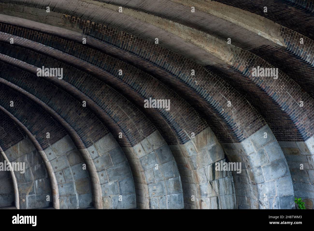 Berlin, Germany. Masonry & Bricks underneath a Railroad Bridge form a ...