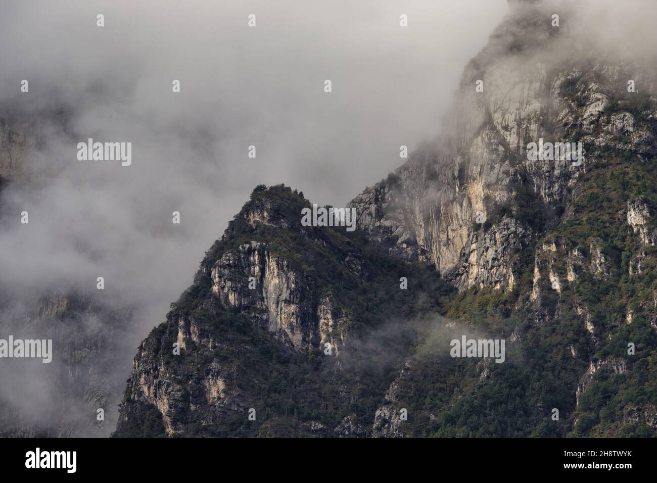 Amazing landscape with rugged mountain peaks Stock Photo - Alamy