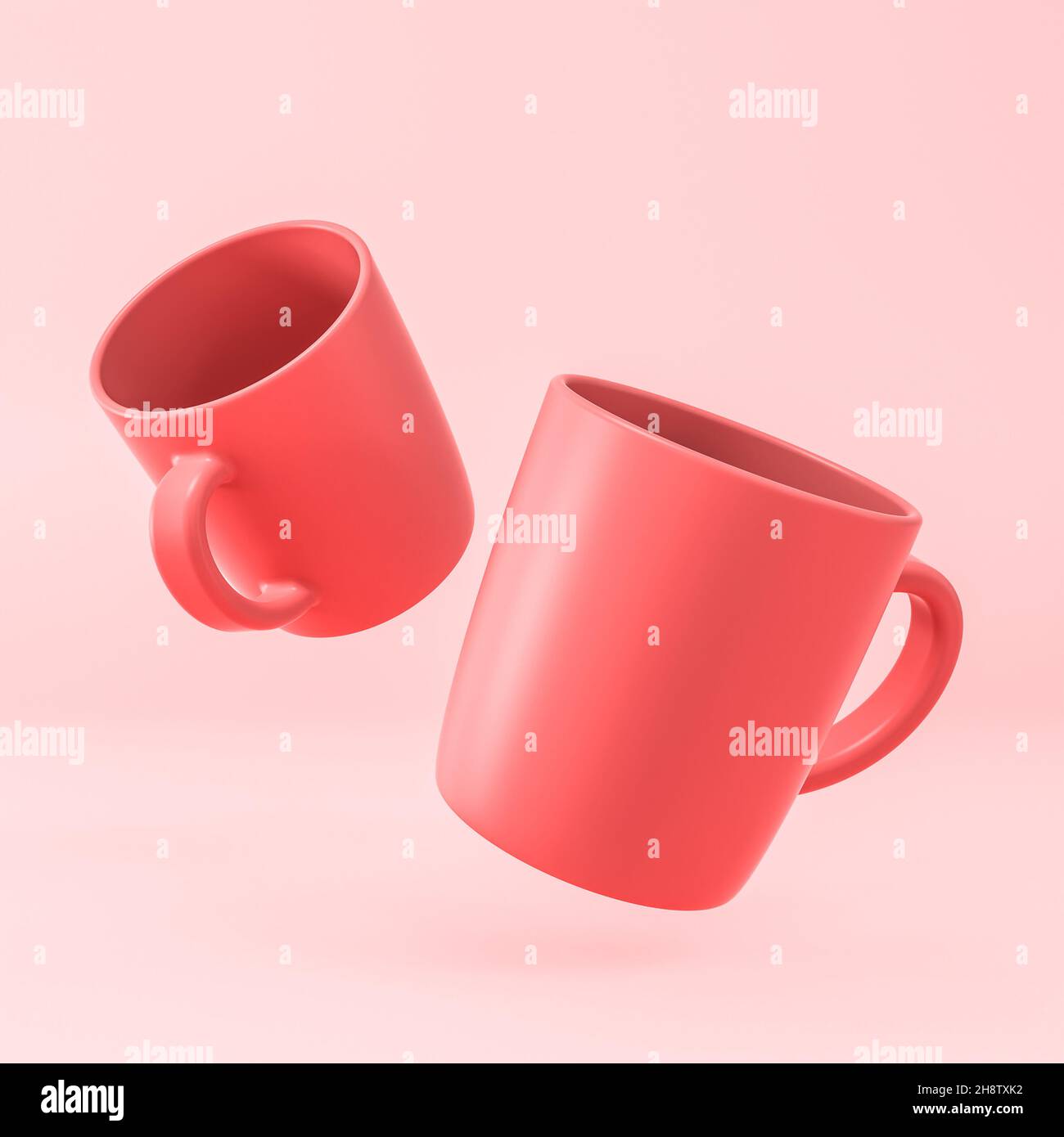 red cups on pink background. 3d render Stock Photo - Alamy