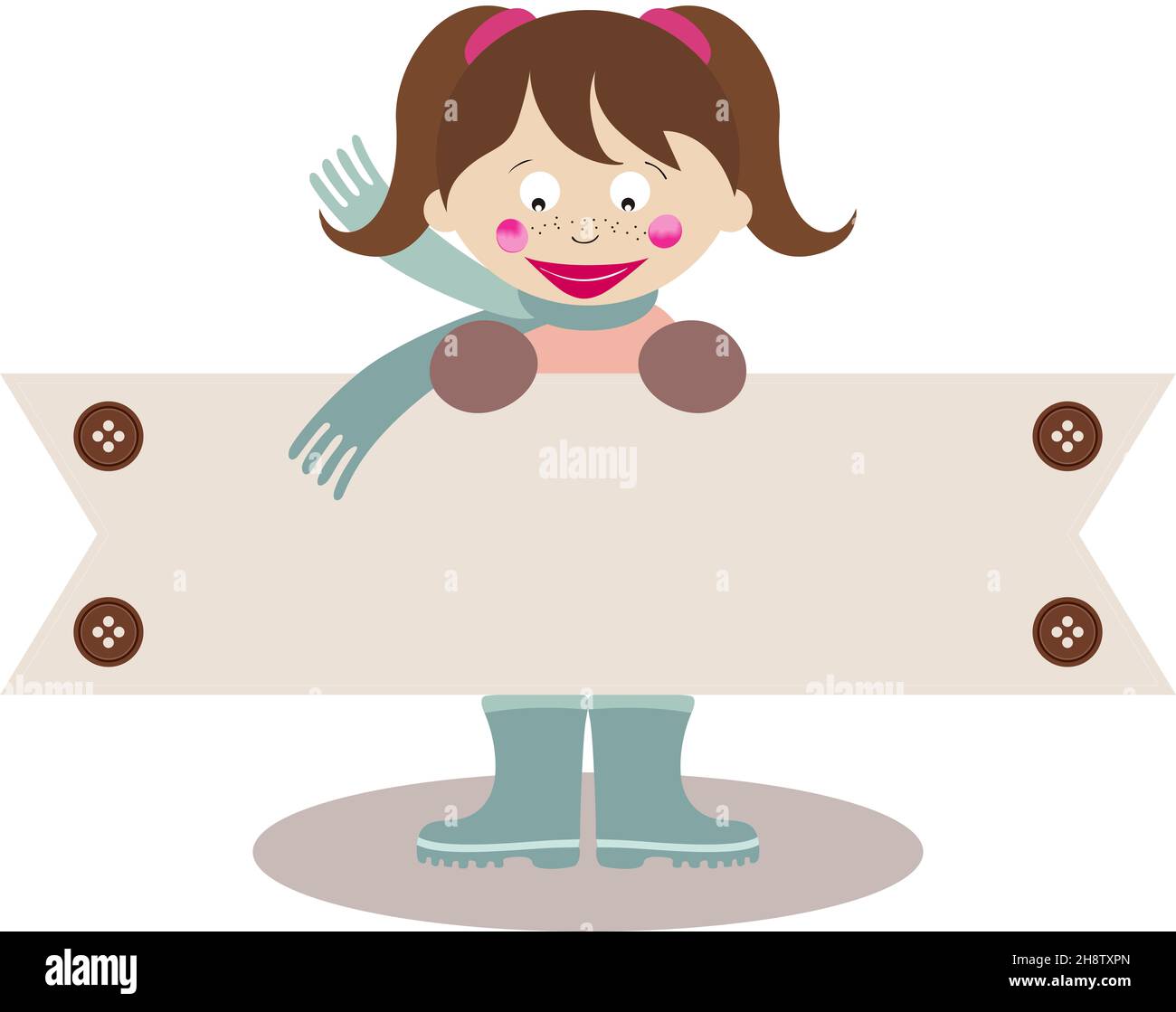 Cute girl holding blank banner Stock Photo - Alamy