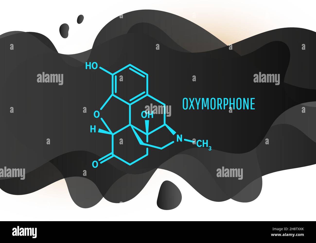 Oxymorphone opioid analgesic drug molecule, skeletal chemical formula ...