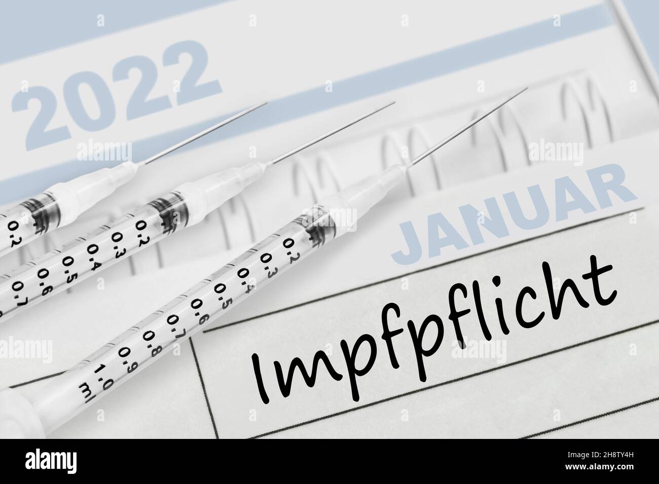German calendar 2022 January and Corona Compulsory Vaccination with 3 ...