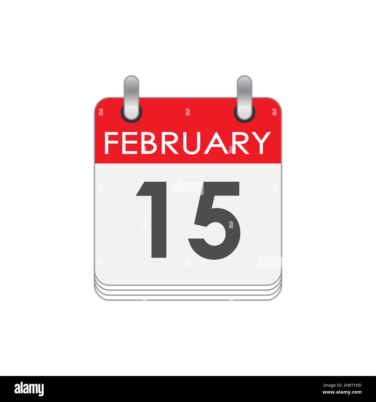 February 15. A leaf of the flip calendar with the date of February 15 ...
