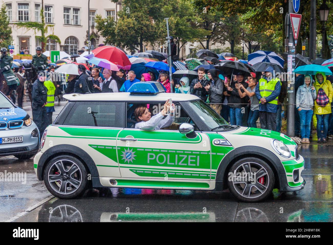 MUNICH, GERMANY - SEPTEMBER 17, 2016: Police car at the annual opening ...