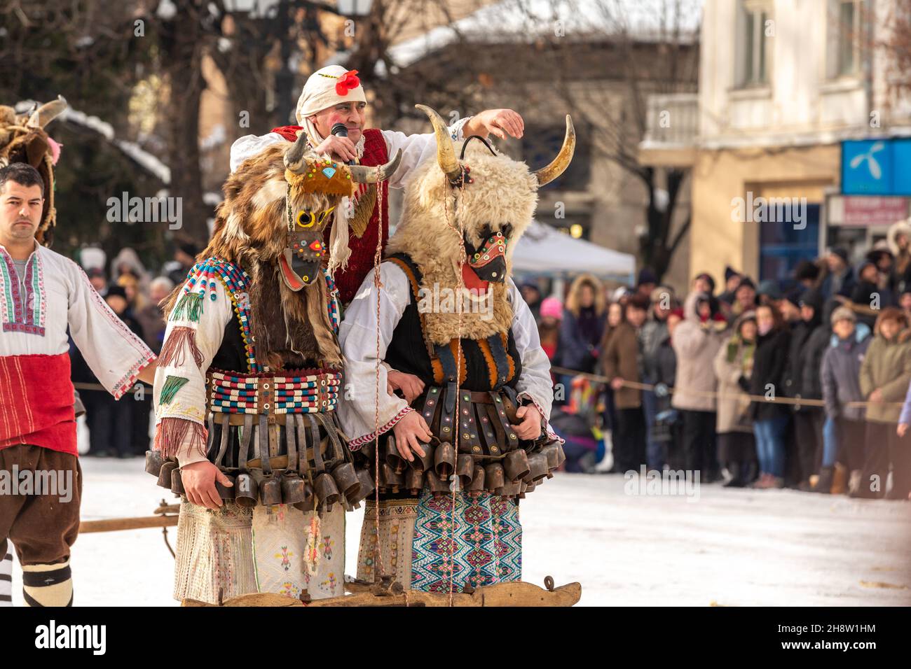 Razlog, Bulgaria - January 14, 2017: People in traditional carnival ...