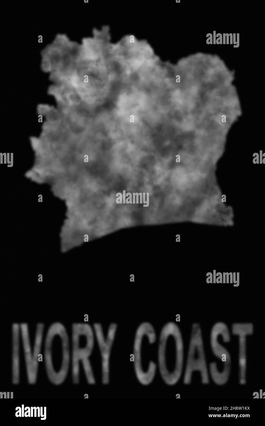 Map of Ivory Coast made of smoke, Air pollution, ecology Stock Photo ...