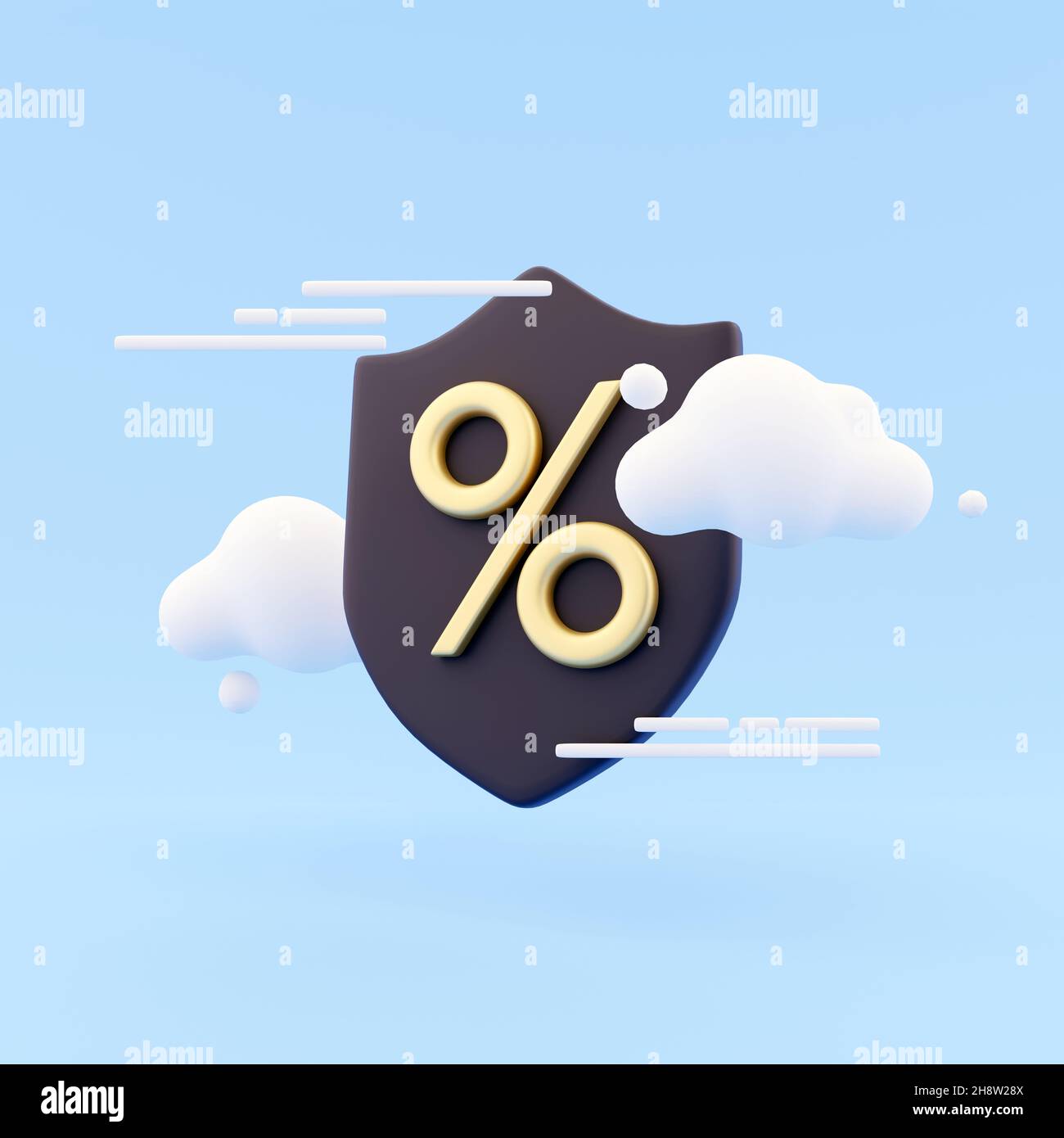 3d icon shield and interest icon with cloud icon. 3D rendering icon ...