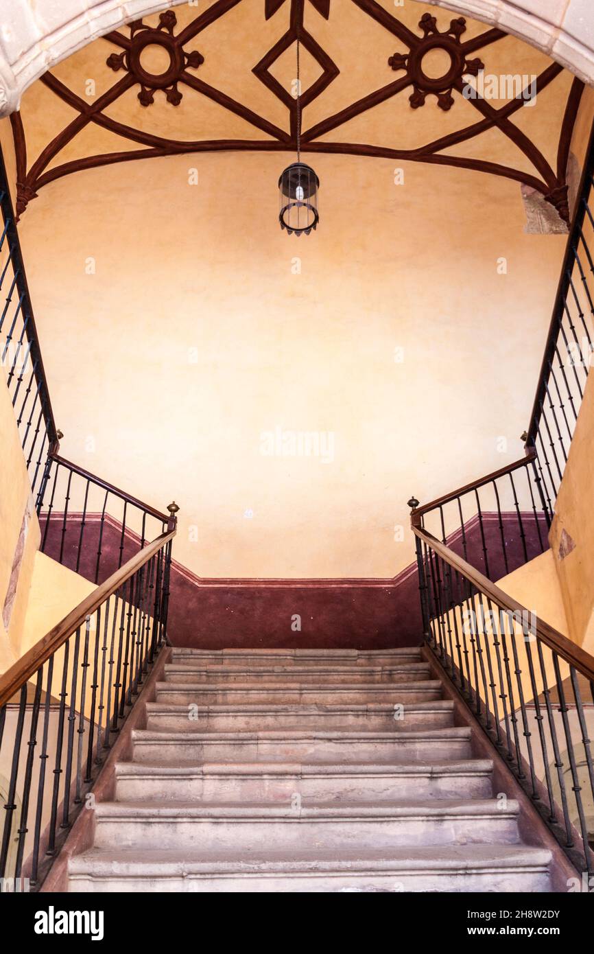 Stairway at the cloister of Templo de Santa Rosa de Viterbo church in ...