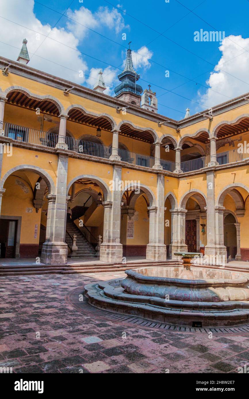 Cloister of Templo de Santa Rosa de Viterbo church in Queretaro, Mexico ...
