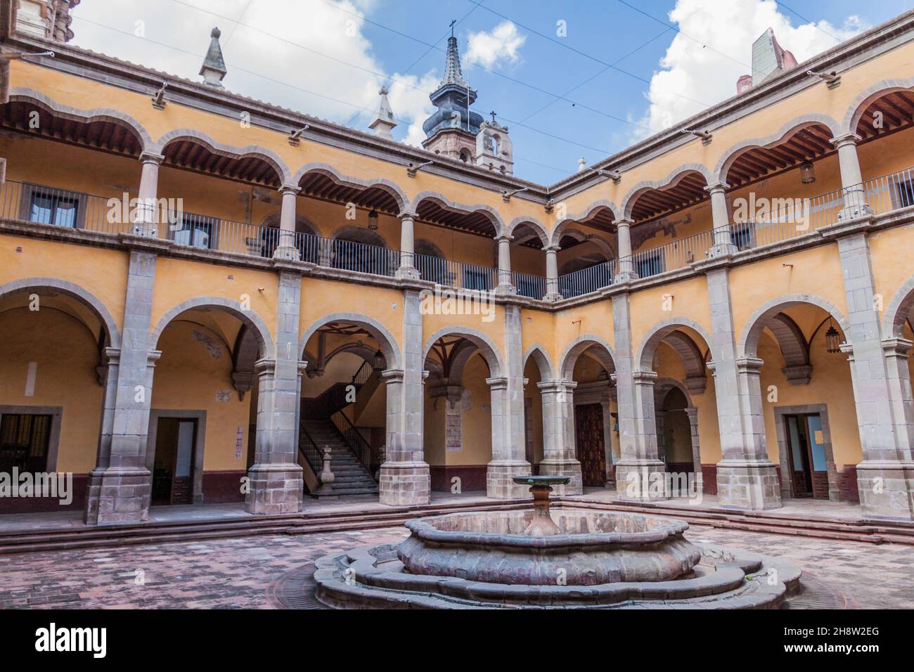 Cloister of Templo de Santa Rosa de Viterbo church in Queretaro, Mexico ...