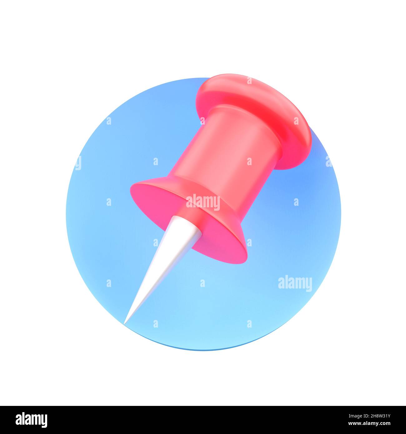 3d render red push pin 3d rendering on white background. 3d render push ...