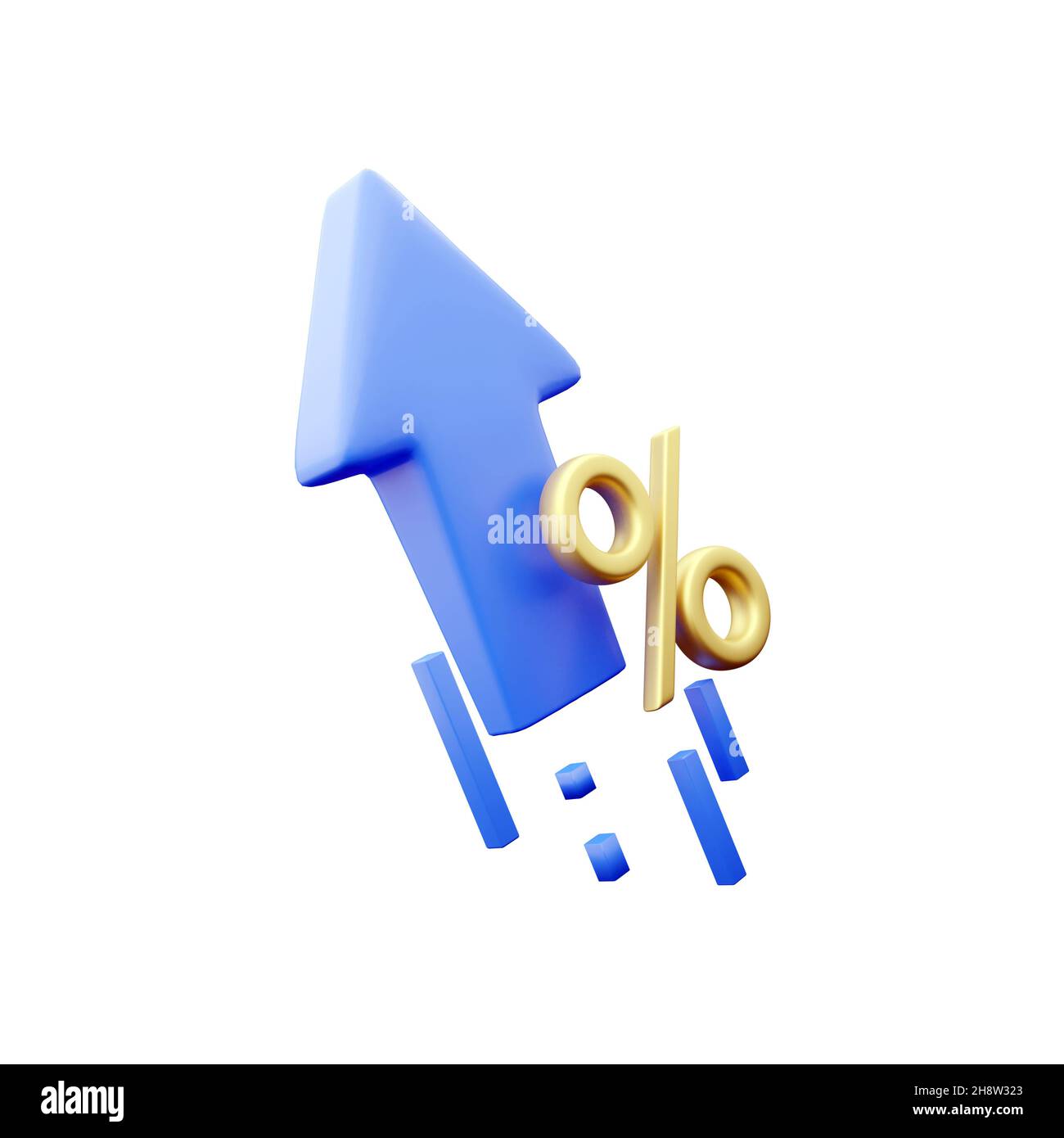 3D Rendered Illustration showing a arrow and Interest icon. 3D render ...