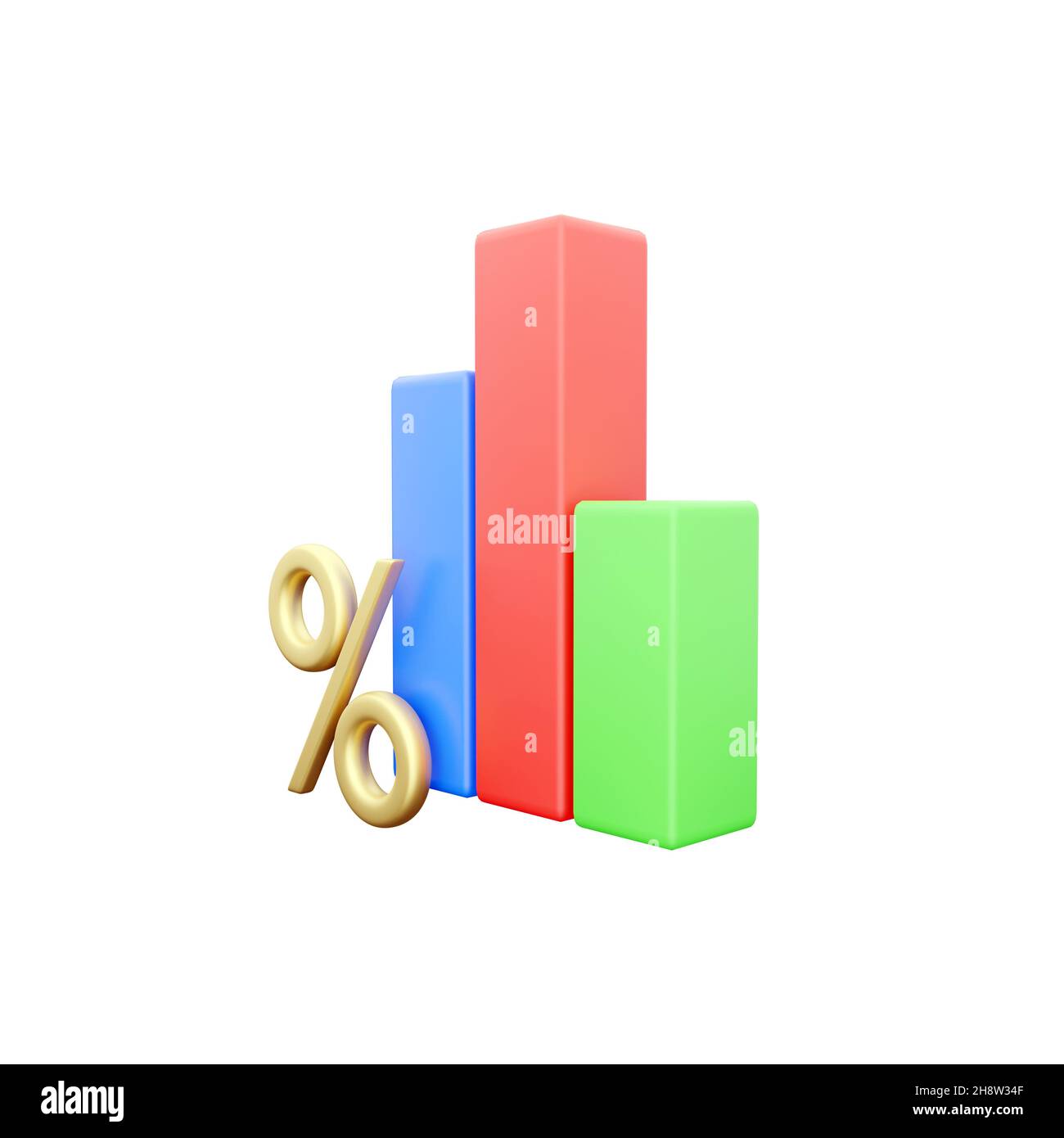 3d render chart and interest icon on white background. 3d rendering ...