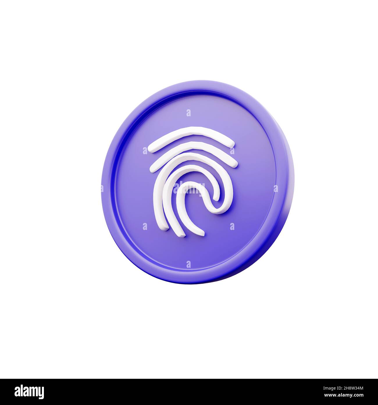 3d render cartoon fingerprint icon on white background icon. 3d ...