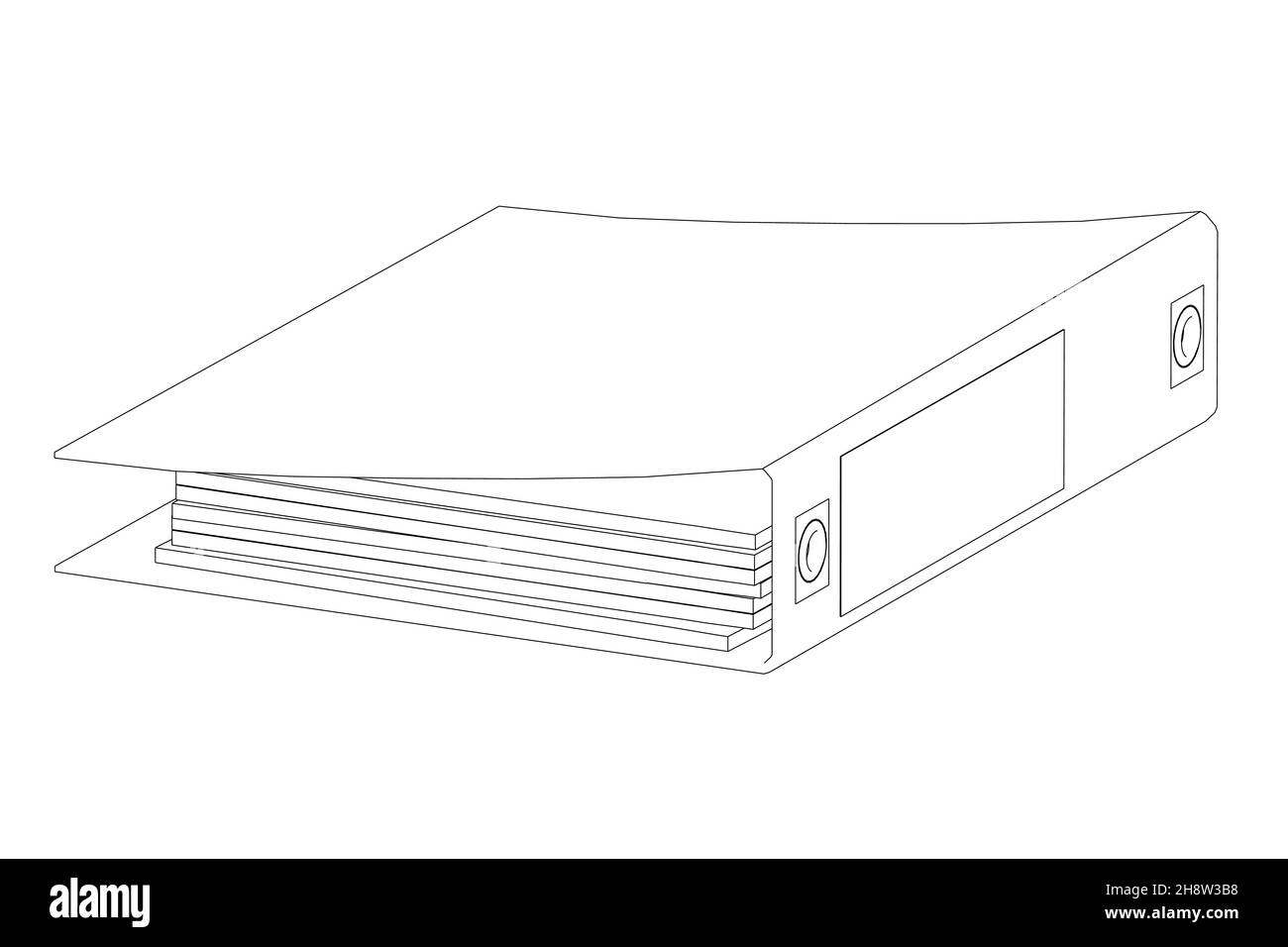 Contour of office folder with documents from black lines isolated on ...