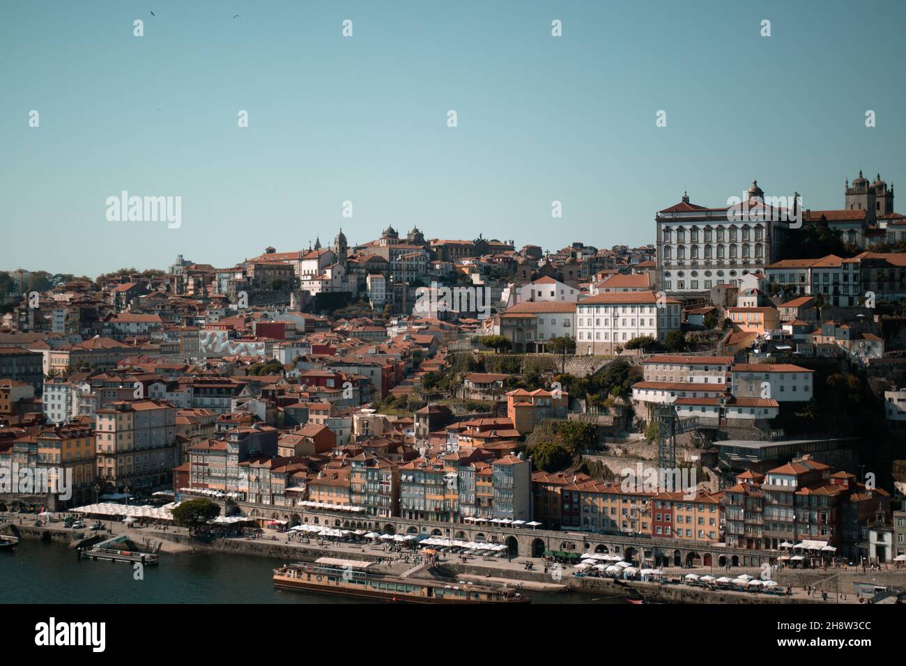 Historic riverfront of the Ribeira region of Porto, Portugal with old ...