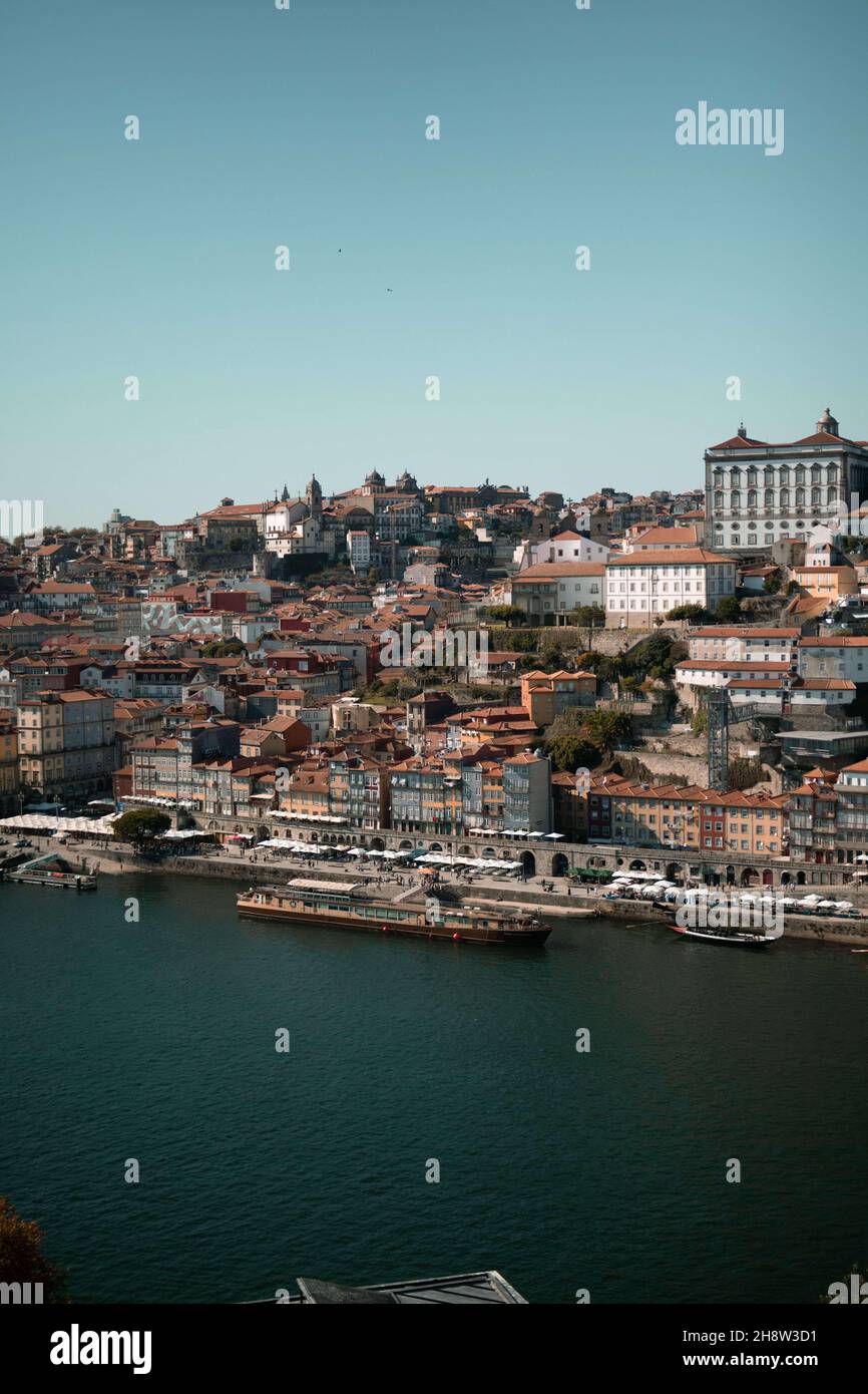 Historic riverfront of the Ribeira region of Porto, Portugal with old ...