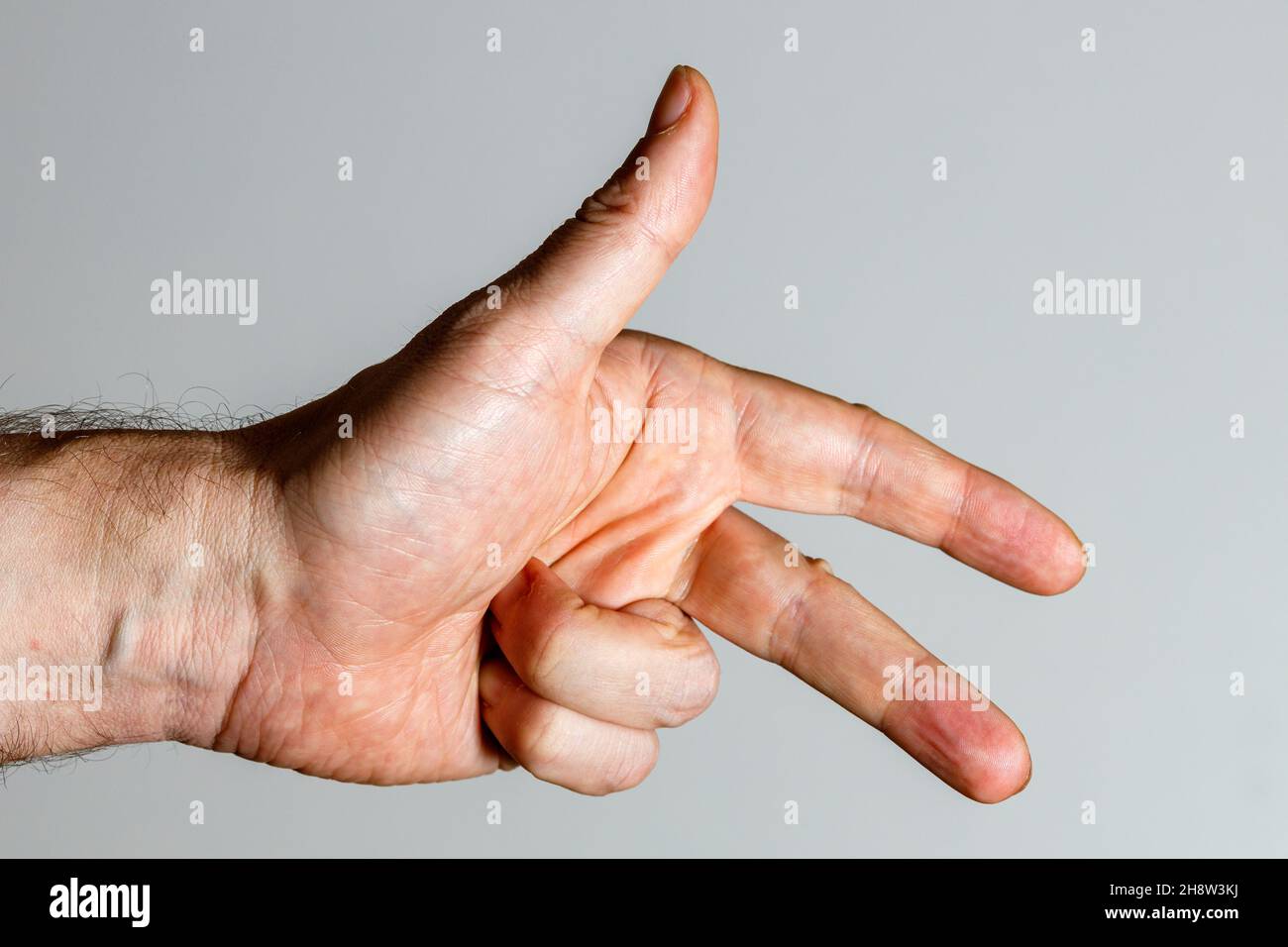 Three finger hand gesture sign hi-res stock photography and images - Alamy