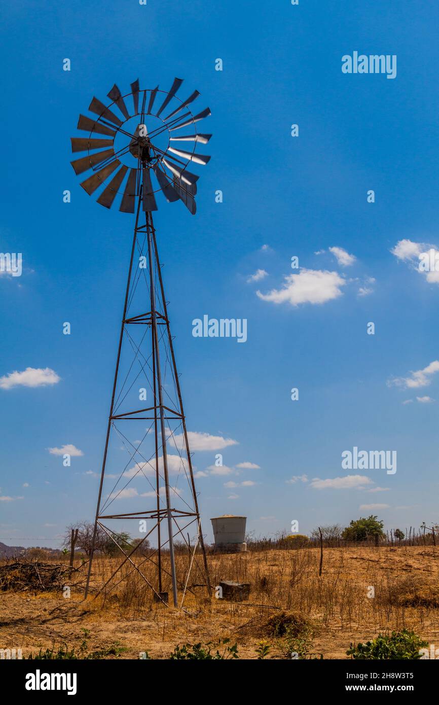 Wind mill on a farm in Paraiba state, Brazil Stock Photo - Alamy