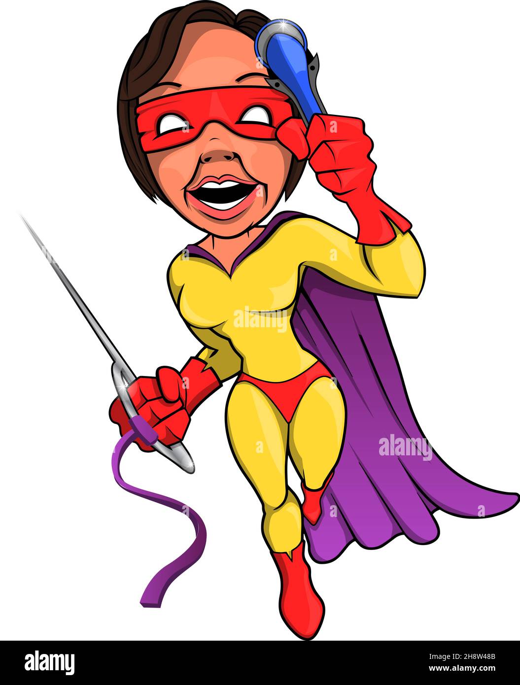 Sewing needle and rotary cutter Superhero Character Mascot Stock Vector ...
