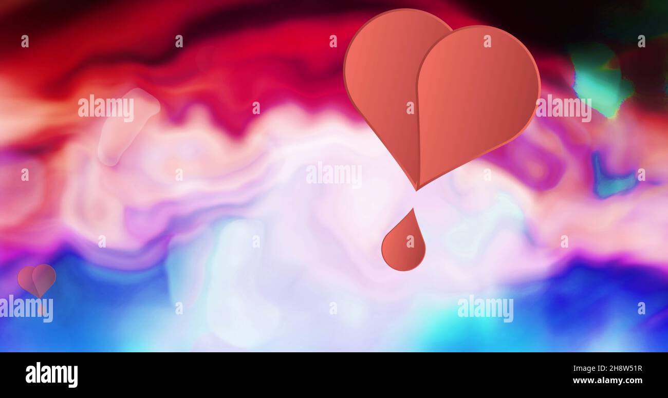 Image of pink hearts moving on multi coloured background Stock Photo ...