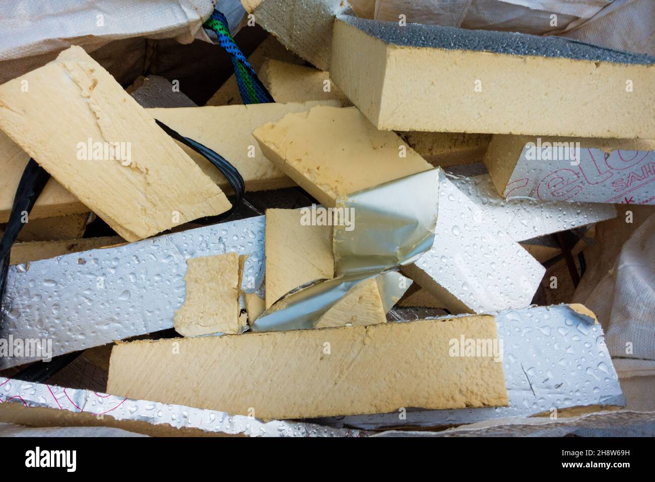 celotex insulation off cut waste Stock Photo - Alamy