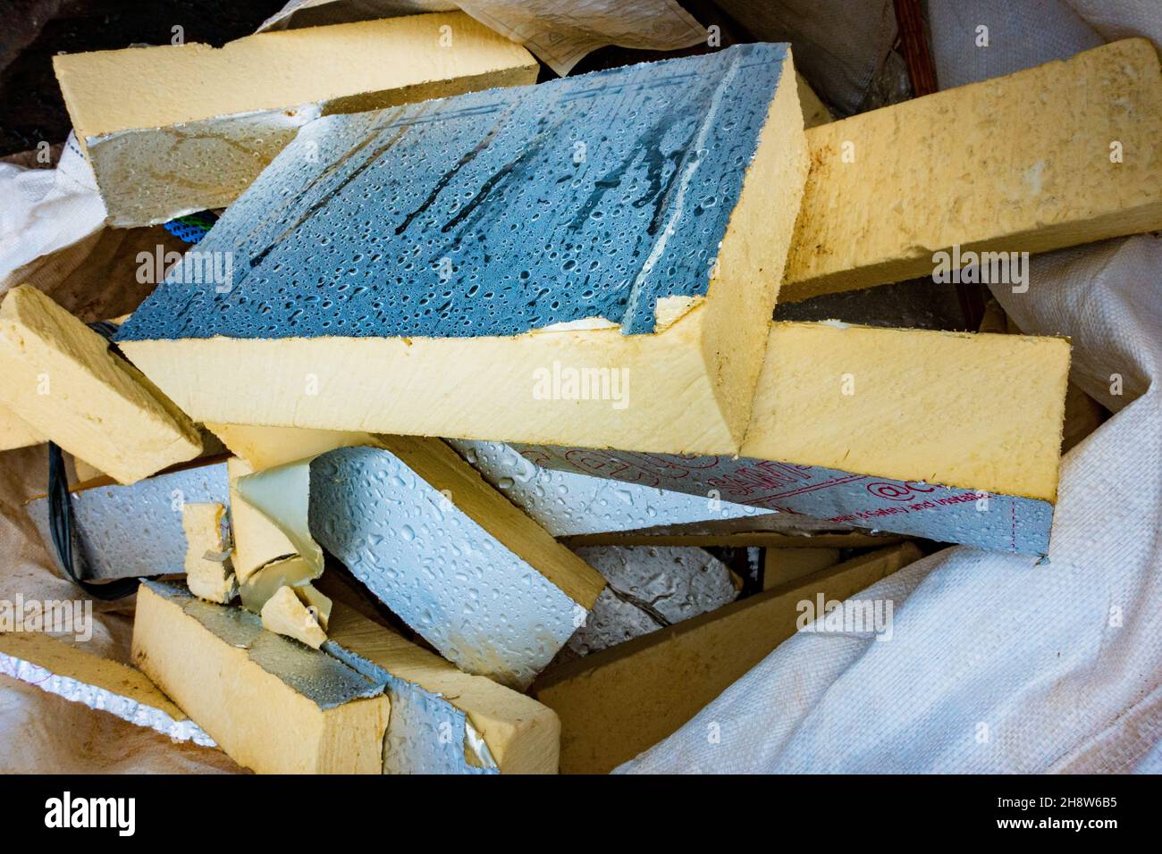 celotex insulation off cut waste Stock Photo - Alamy