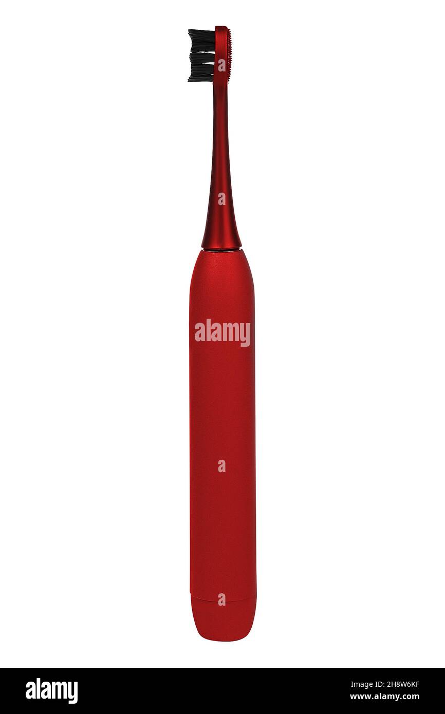 Red rechargeable electric toothbrush isolated on white background Stock ...