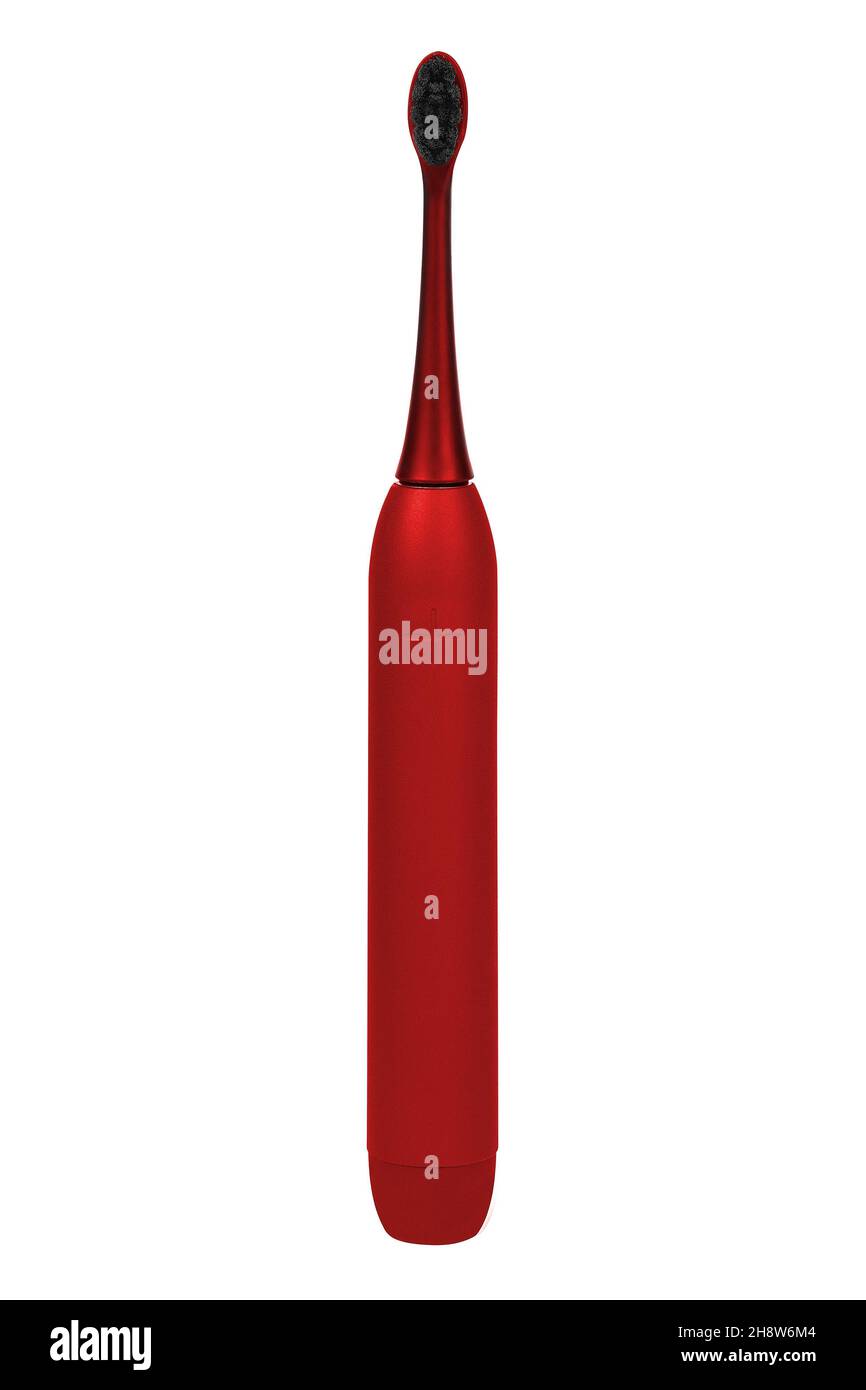 Red Electric toothbrush gray color isolated on white background. The ...