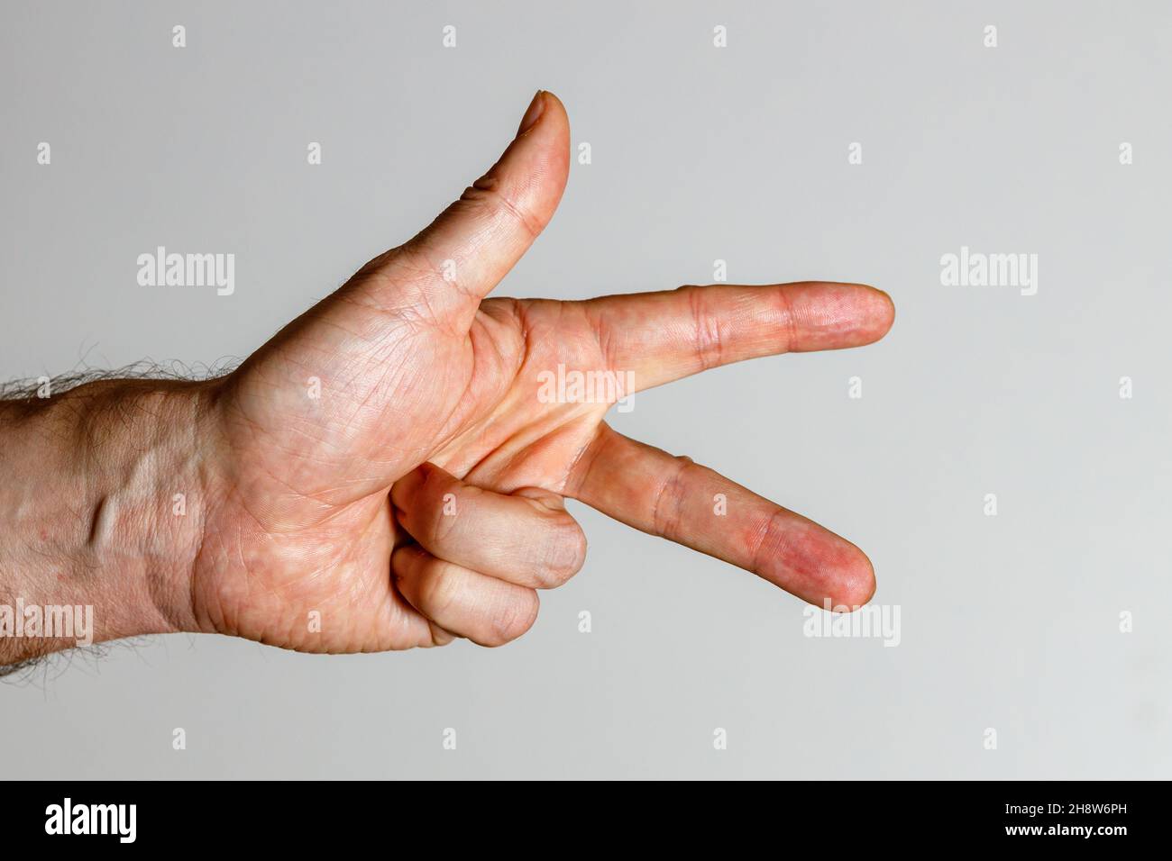 Three finger hand gesture sign hi-res stock photography and images - Alamy