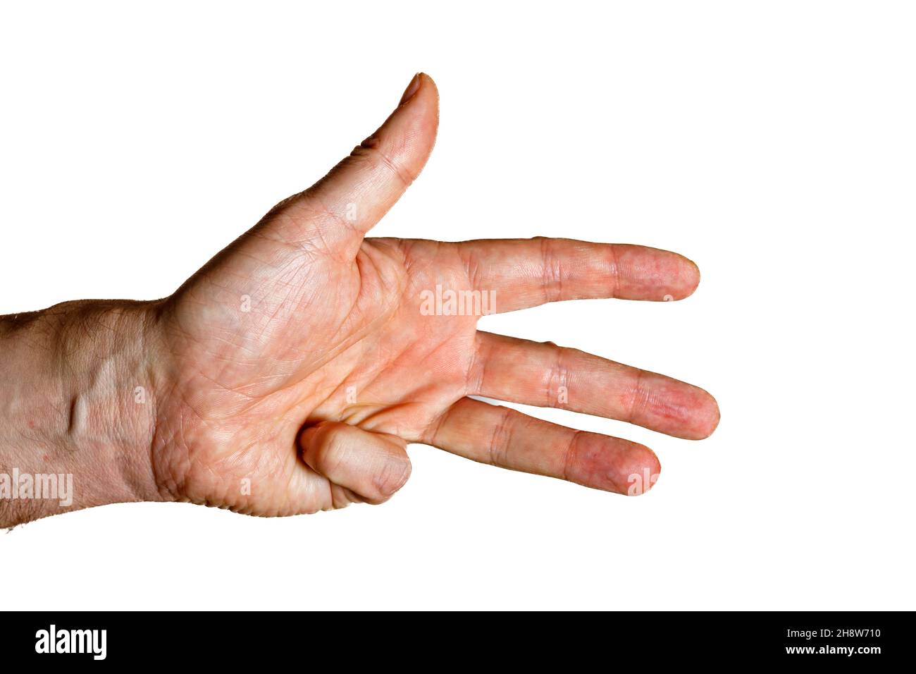 Finger counting three hand gesture Cut Out Stock Images & Pictures - Alamy
