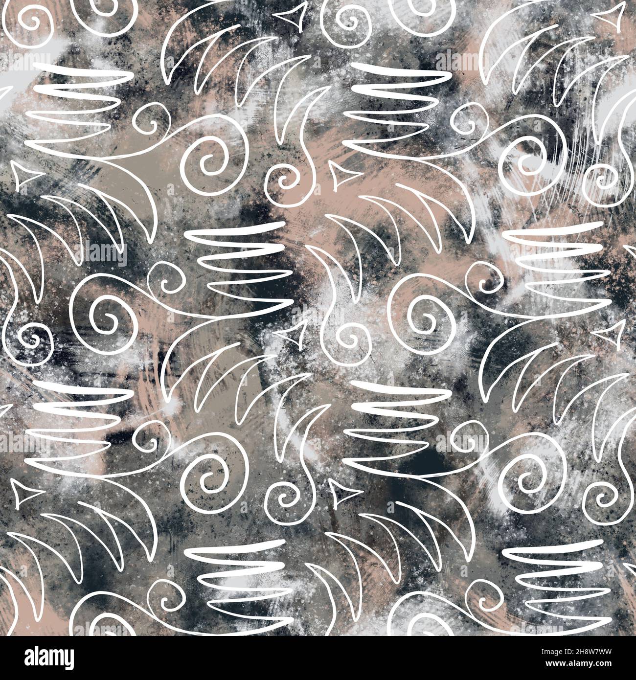Seamless neutral and white grungy classic abstract surface pattern ...
