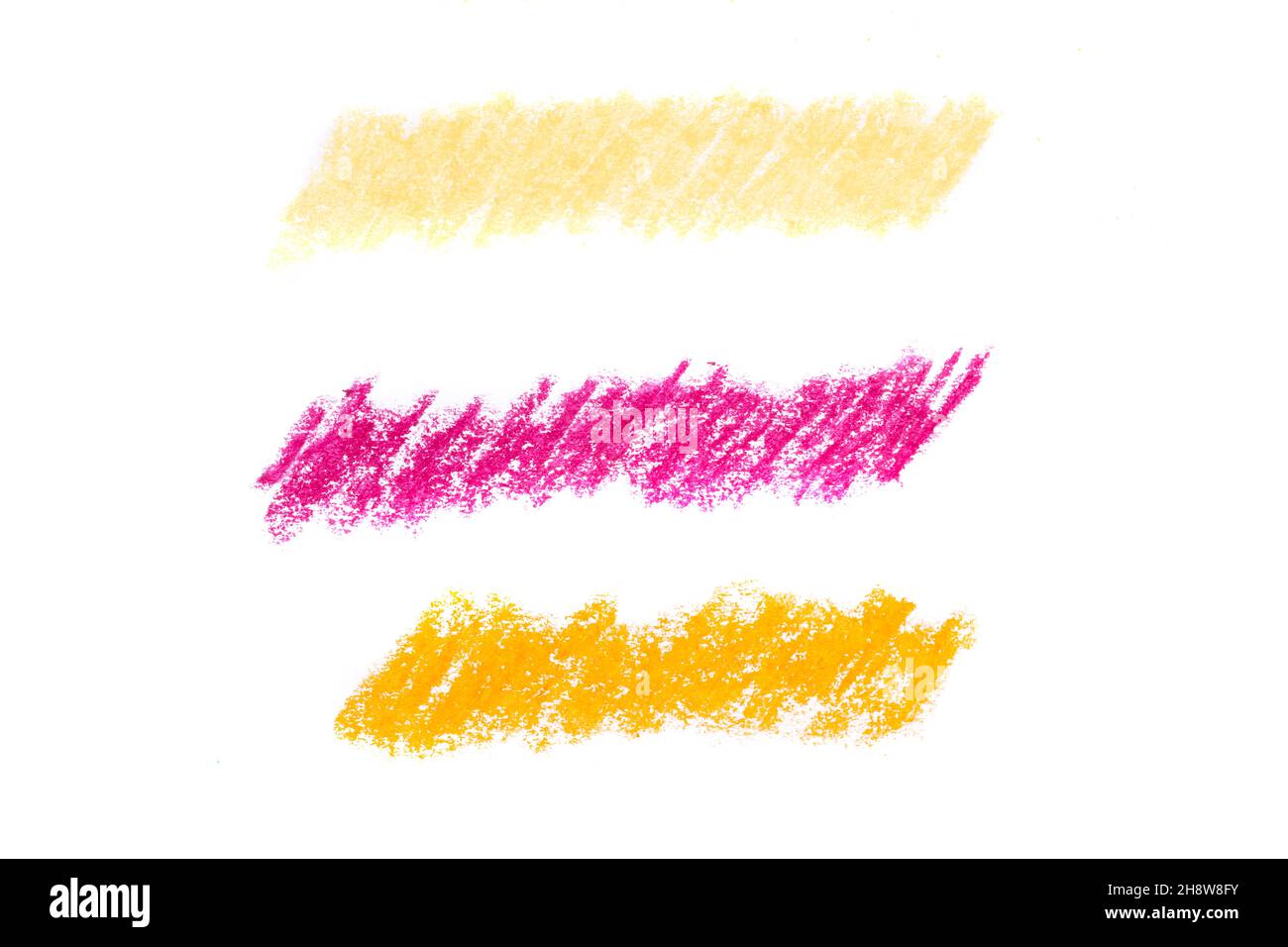 set of colored oil pencil strokes isolated on white background. High ...