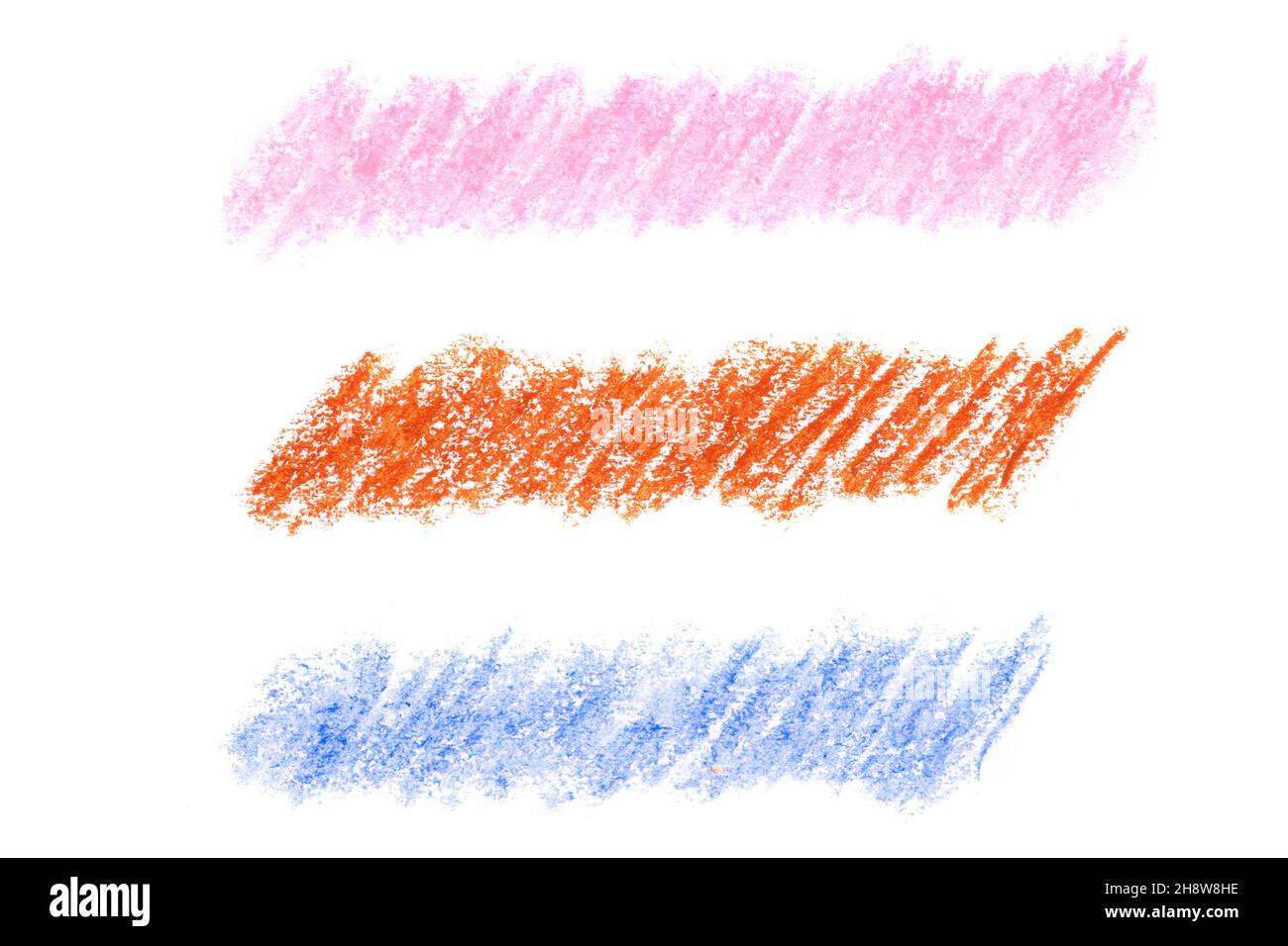 set of colored oil pencil strokes isolated on white background. High ...