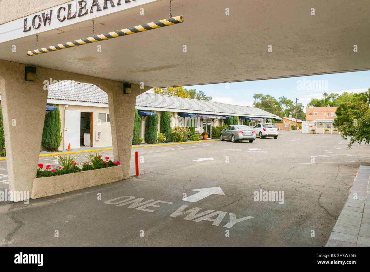 entrance on drive or port cochere in Albuquerque New Mexico USA Stock ...
