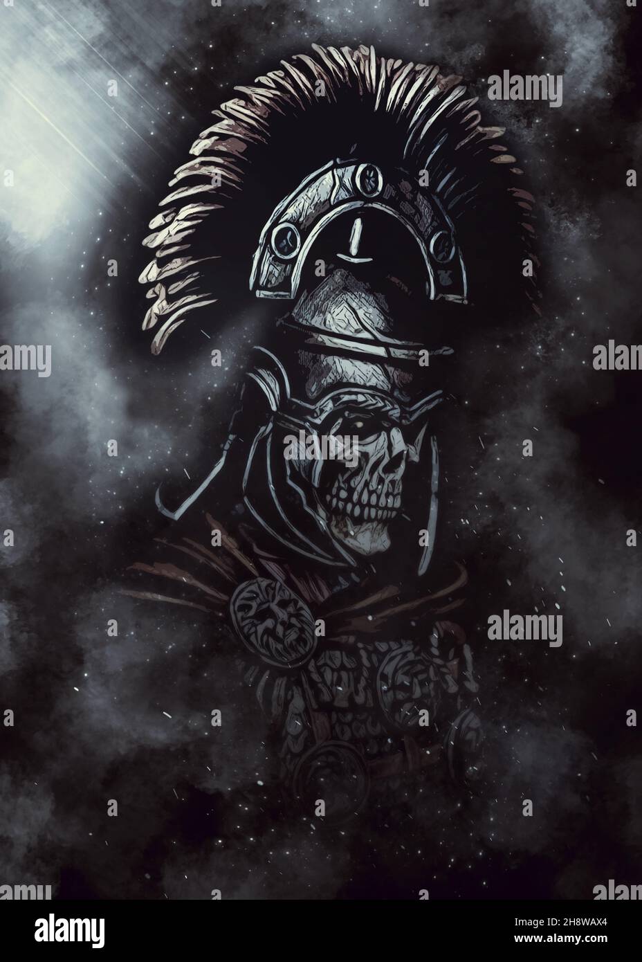 Roman Centurion Skull Fantasy Digital illustration Stock Photo - Alamy